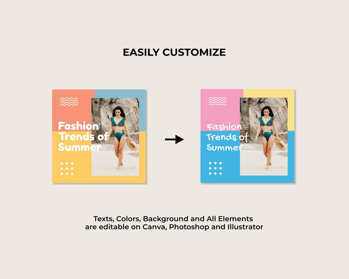 Summer IG Templates for Canva Summer IG Posts Summer IG - Etsy
