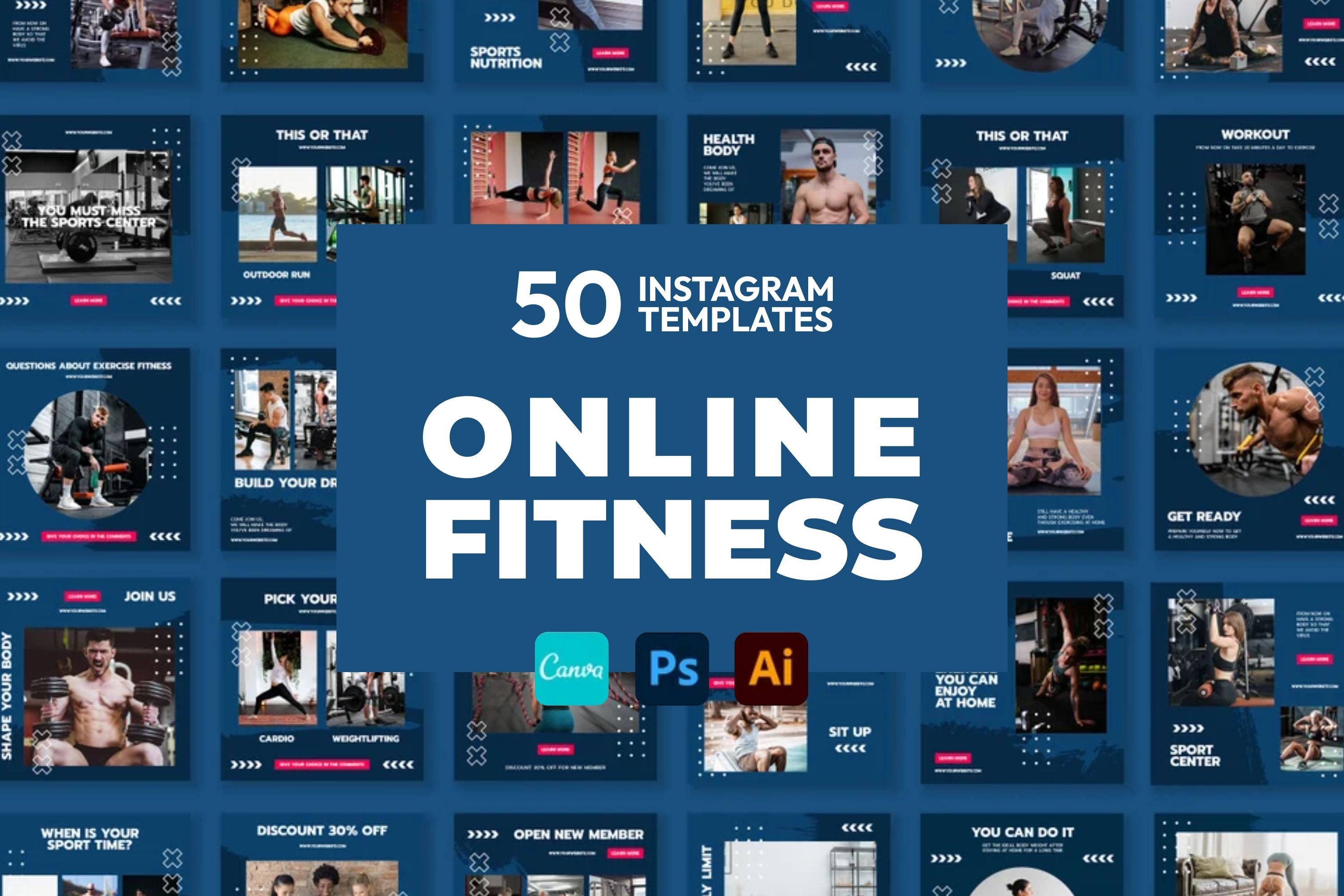 Fitness Canva Templates Fitness IG Templates Fitness Feed - Etsy