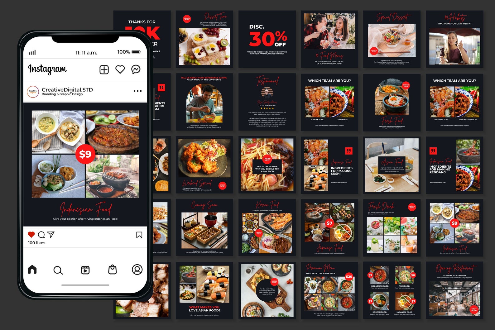 Asian Food Instagram Template for Canva Asian Food Social Media ...