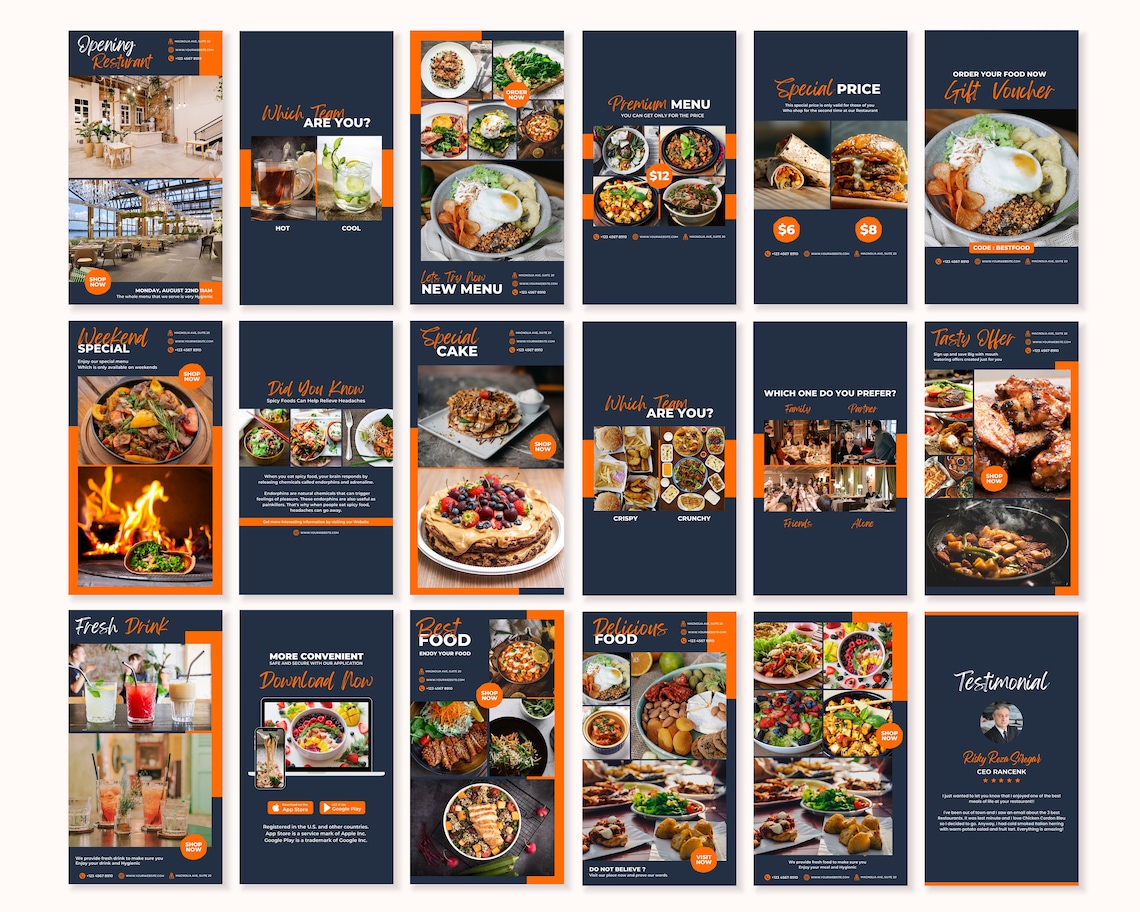 Restaurant Instagram Templates for Canva Restaurant Social - Etsy