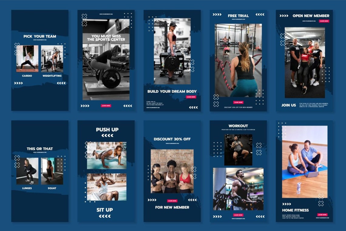 Fitness Canva Templates Fitness IG Templates Fitness Feed - Etsy