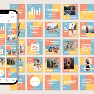 Summer IG Templates for Canva | Summer IG Posts | Summer IG Stories ...