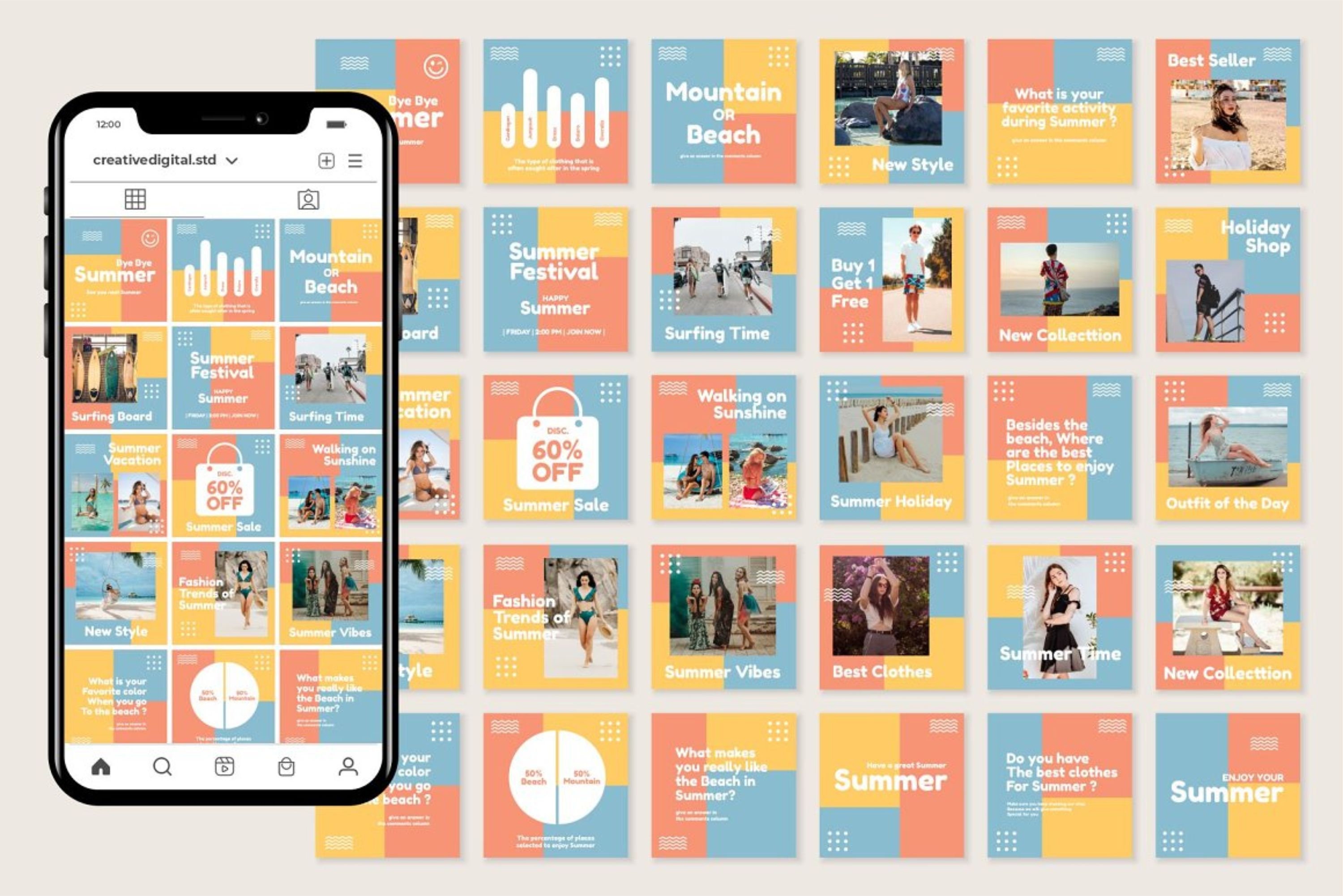 Summer IG Templates for Canva Summer IG Posts Summer IG Stories Summer ...