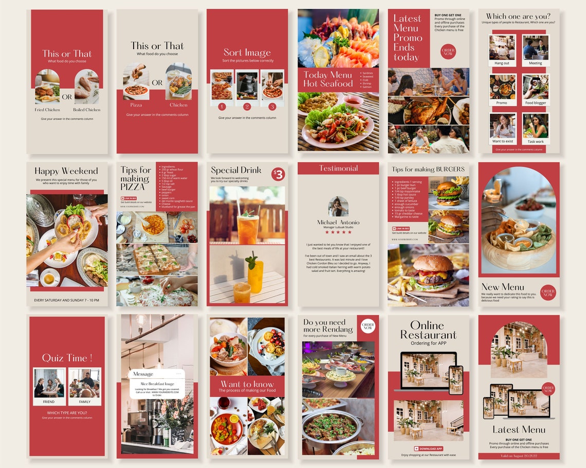 Restaurant Canva Templates Restaurant Social Media Templates - Etsy