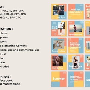 Summer IG Templates for Canva | Summer IG Posts | Summer IG Stories ...
