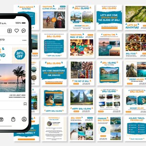 Travel Instagram Templates for Canva | Travel Social Media Posts ...