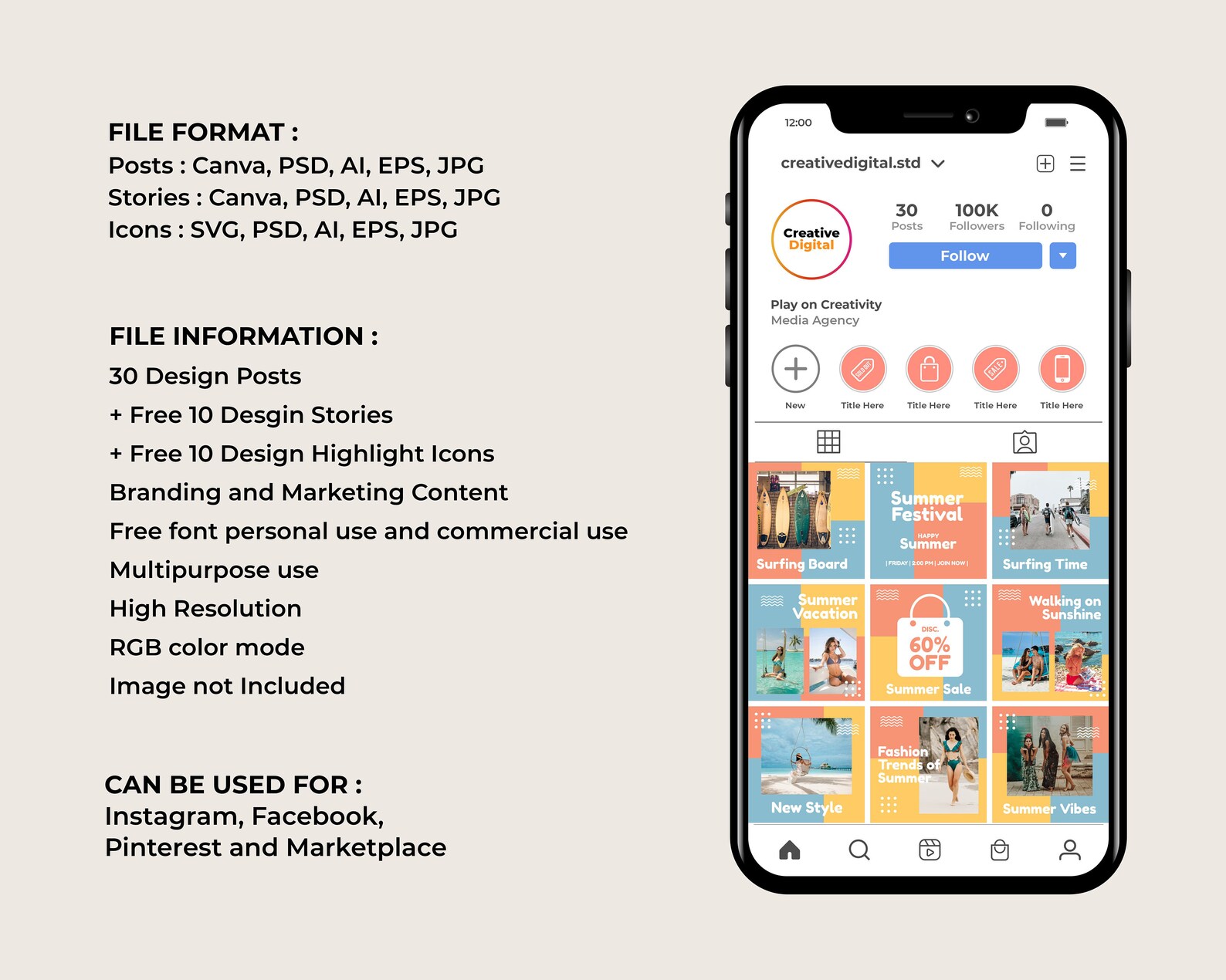 Summer IG Templates for Canva Summer IG Posts Summer IG - Etsy