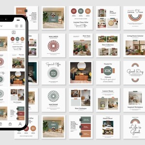 Boho Decor Instagram Templates for Canva | Boho Decor Social Media ...