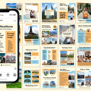 Travel Instagram Templates for Canva | Travel Social Media Templates ...