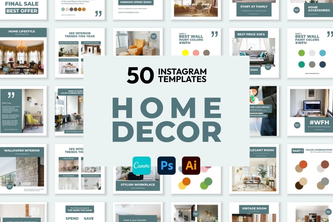 Home Decor Canva Templates Home Decor IG Templates Home Decor Feed ...