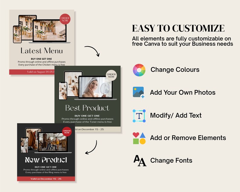 Restaurant Canva Templates Restaurant Social Media Templates - Etsy