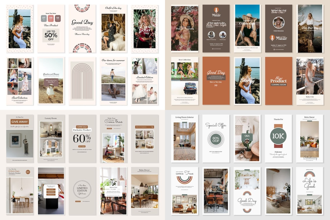 Boho Canva Template Boho Instagram Template Boho - Etsy