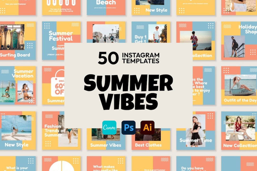 Summer IG Templates for Canva | Summer IG Posts | Summer IG Stories ...