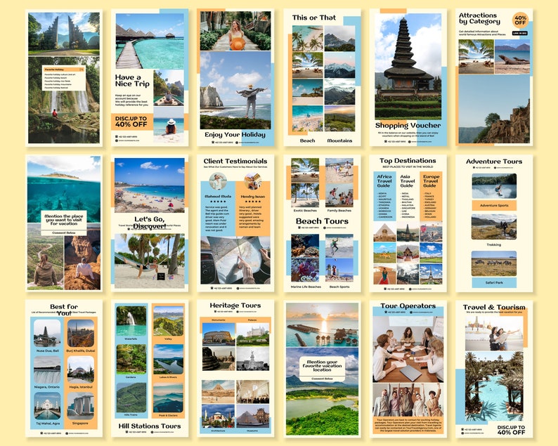 Travel Instagram Templates for Canva Travel - Etsy