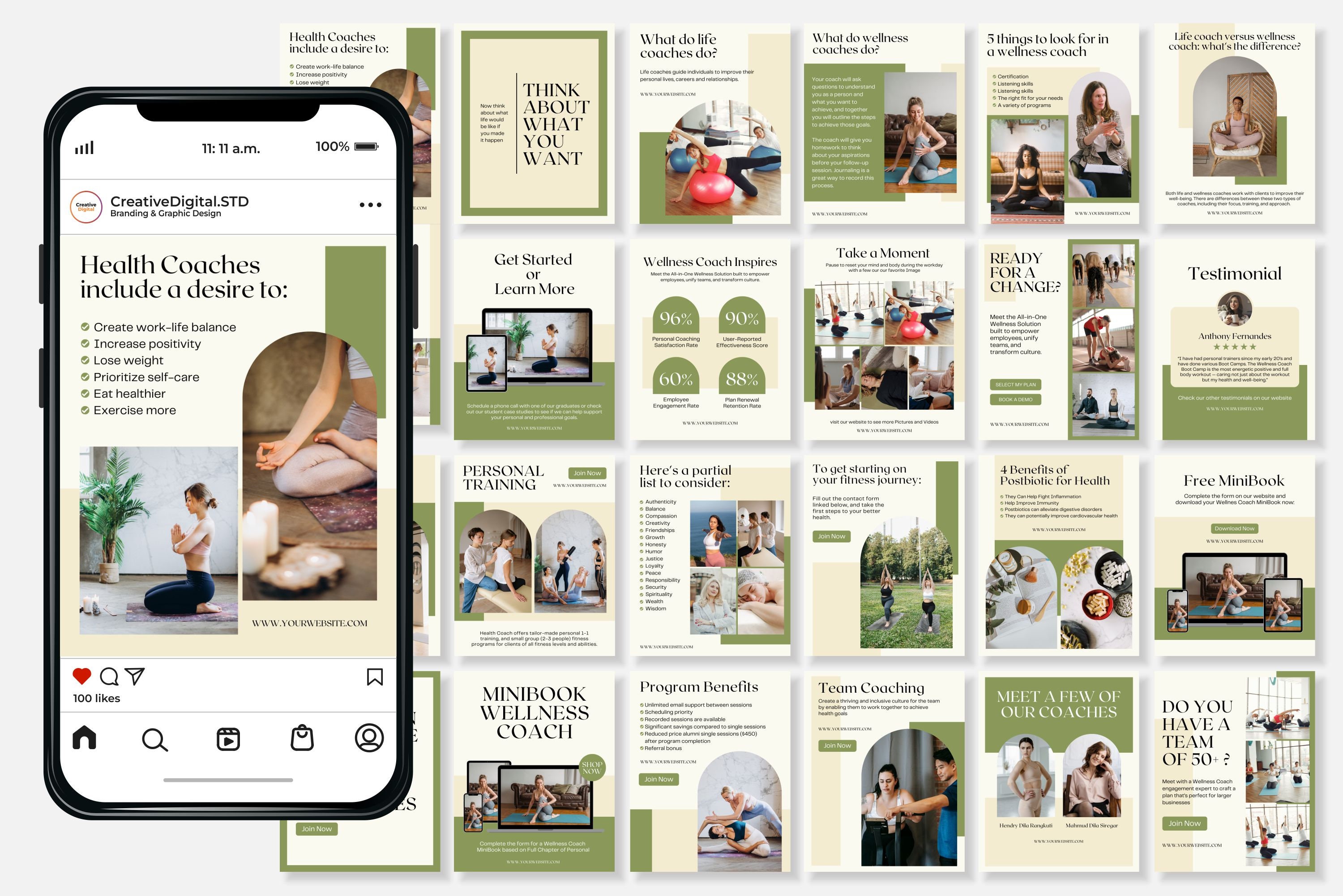 Wellness Canva Templates Wellness Social Media Templates Wellness ...