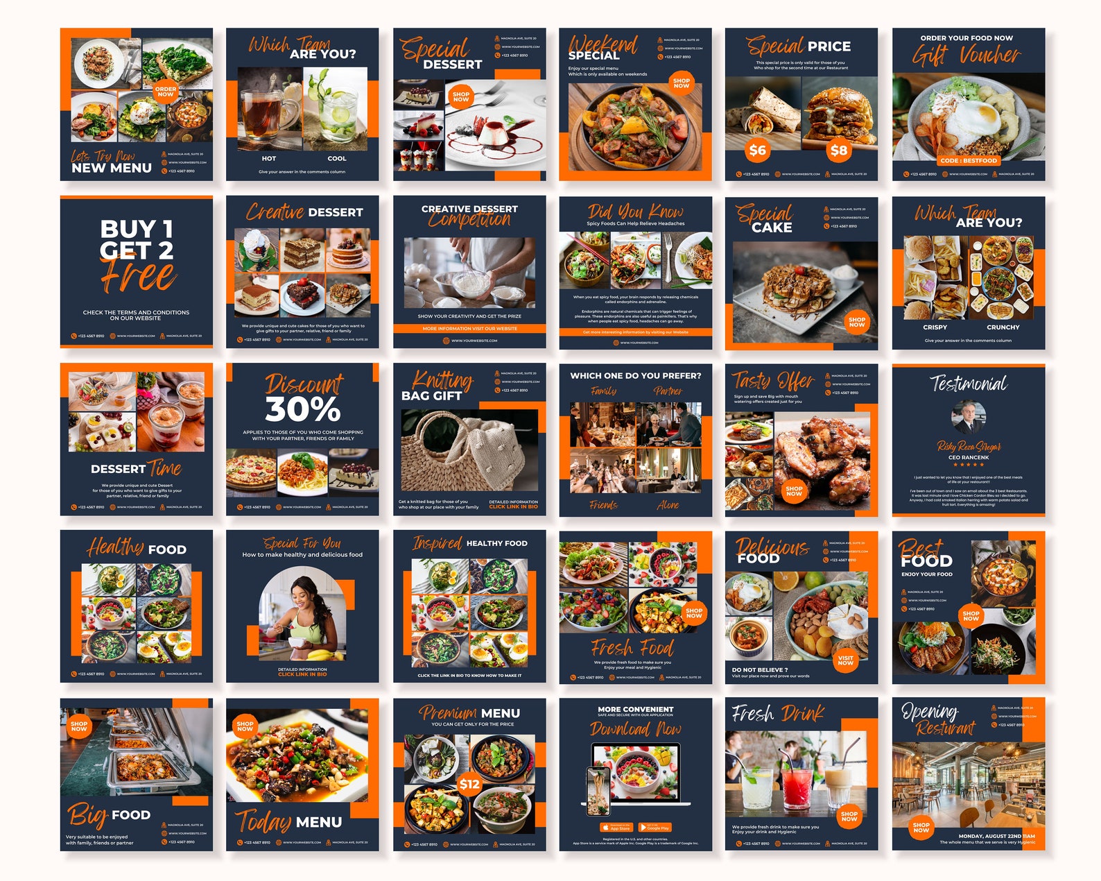 Restaurant Instagram Templates for Canva Restaurant Social - Etsy