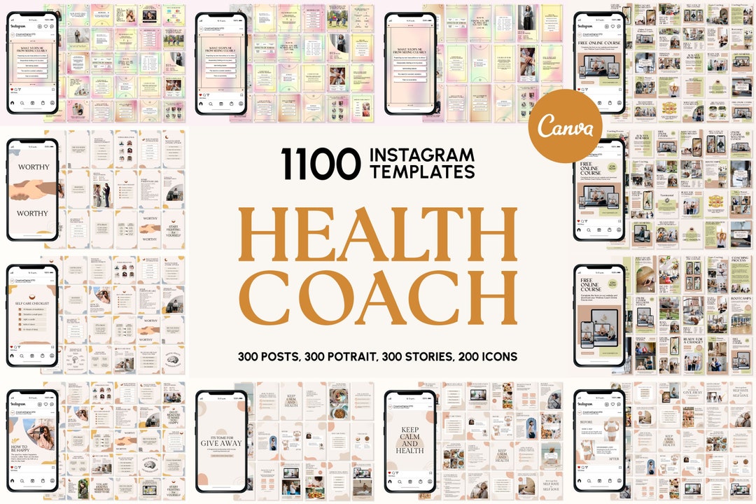 Health Coach Social Media Template for Canva Health Coach Instagram ...