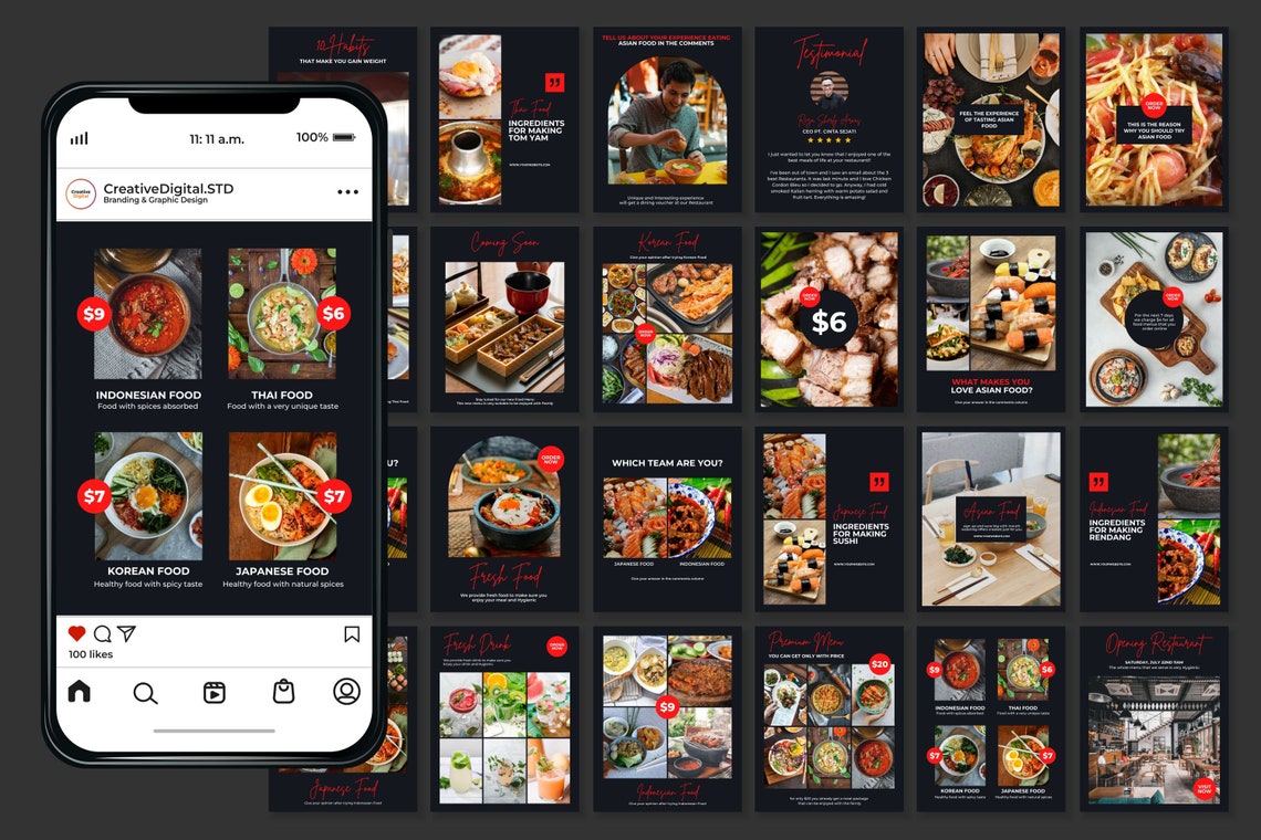 Asian Food Instagram Template for Canva Asian Food Social - Etsy
