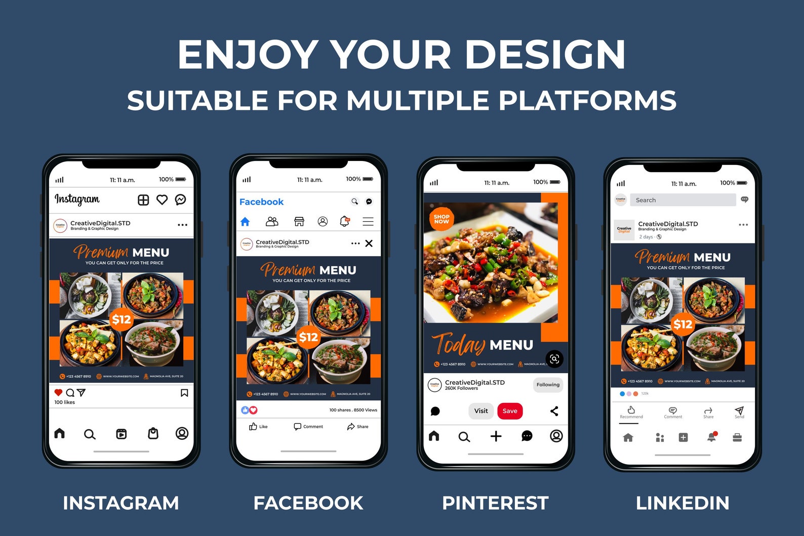 Restaurant Instagram Templates for Canva Restaurant Social Media Posts ...