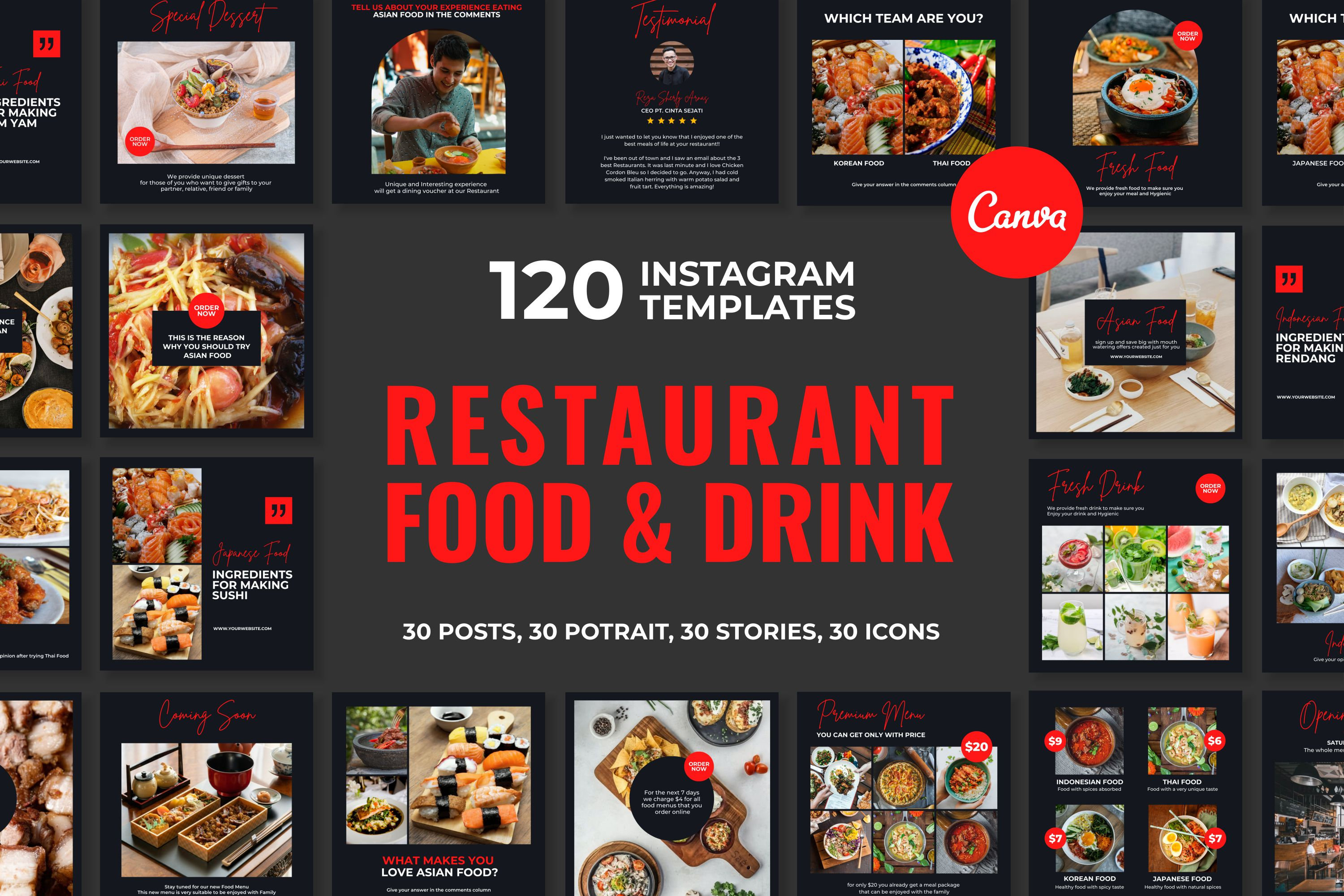 Asian Food Instagram Template for Canva Asian Food Social Media ...