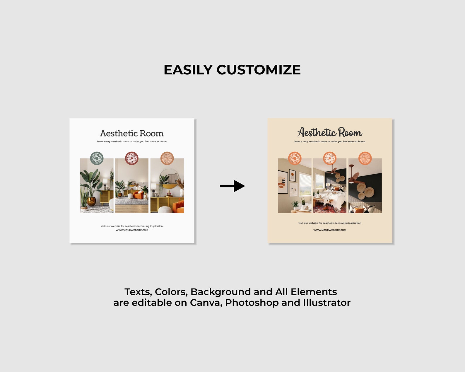 Boho Decor Instagram Templates for Canva Boho Decor Social - Etsy