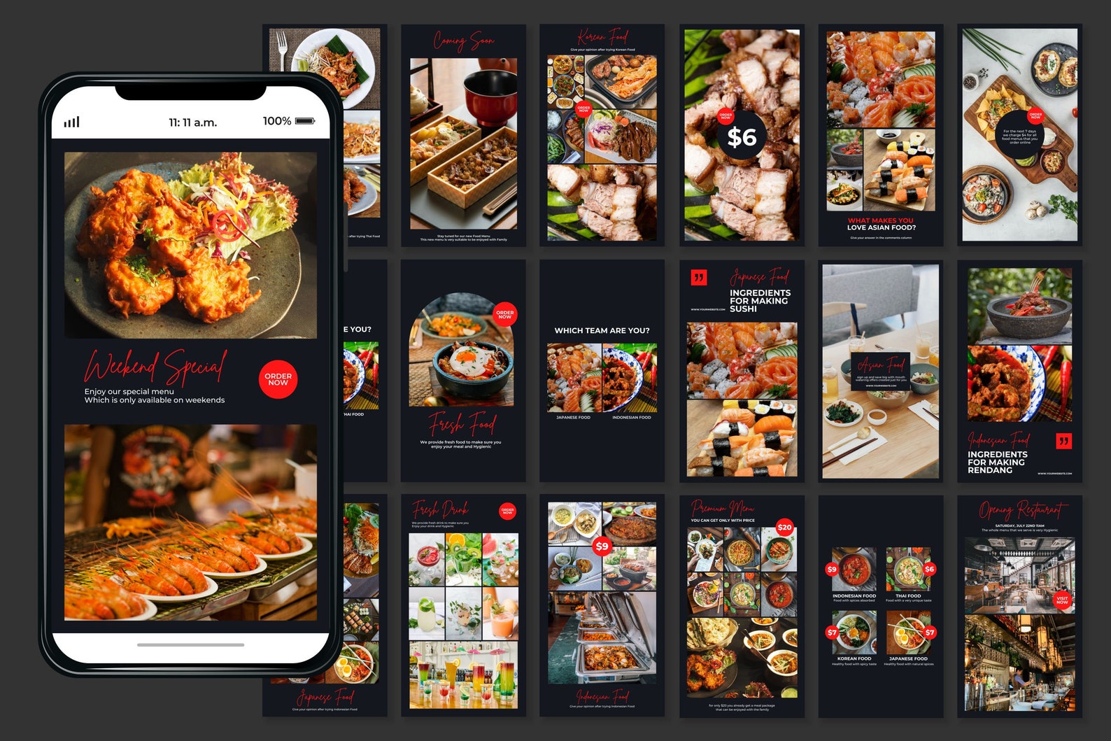 Asian Food Instagram Template for Canva Asian Food Social Media ...
