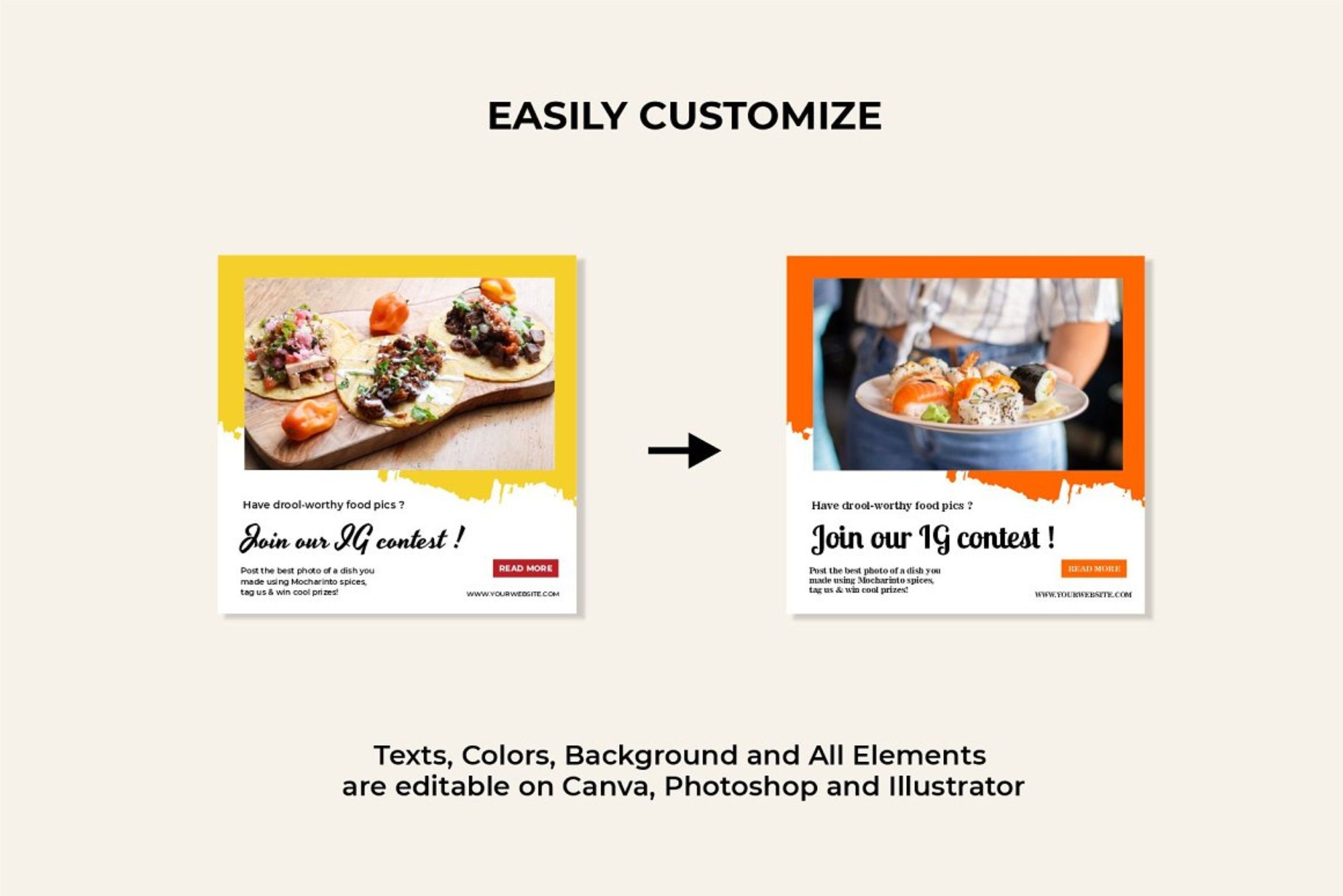 Food Blogger Instagram Templates for Canva Food Blogger Posts-stories ...