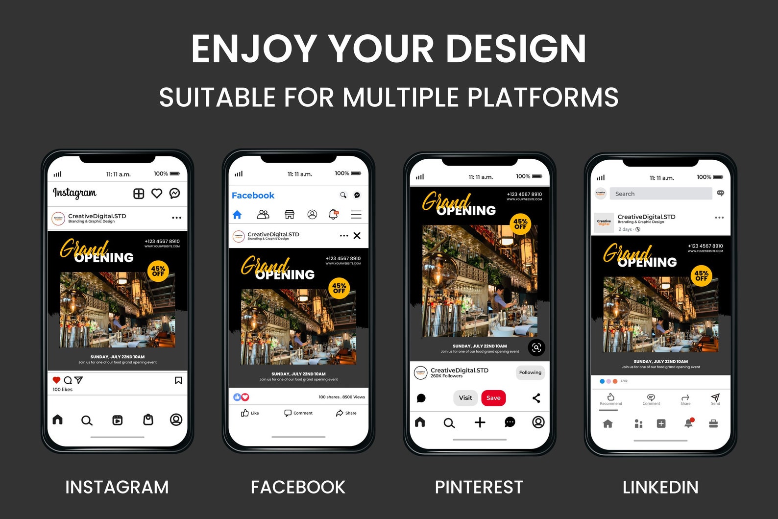 Restaurant IG Templates for Canva | Restaurant IG Posts-stories-icons ...