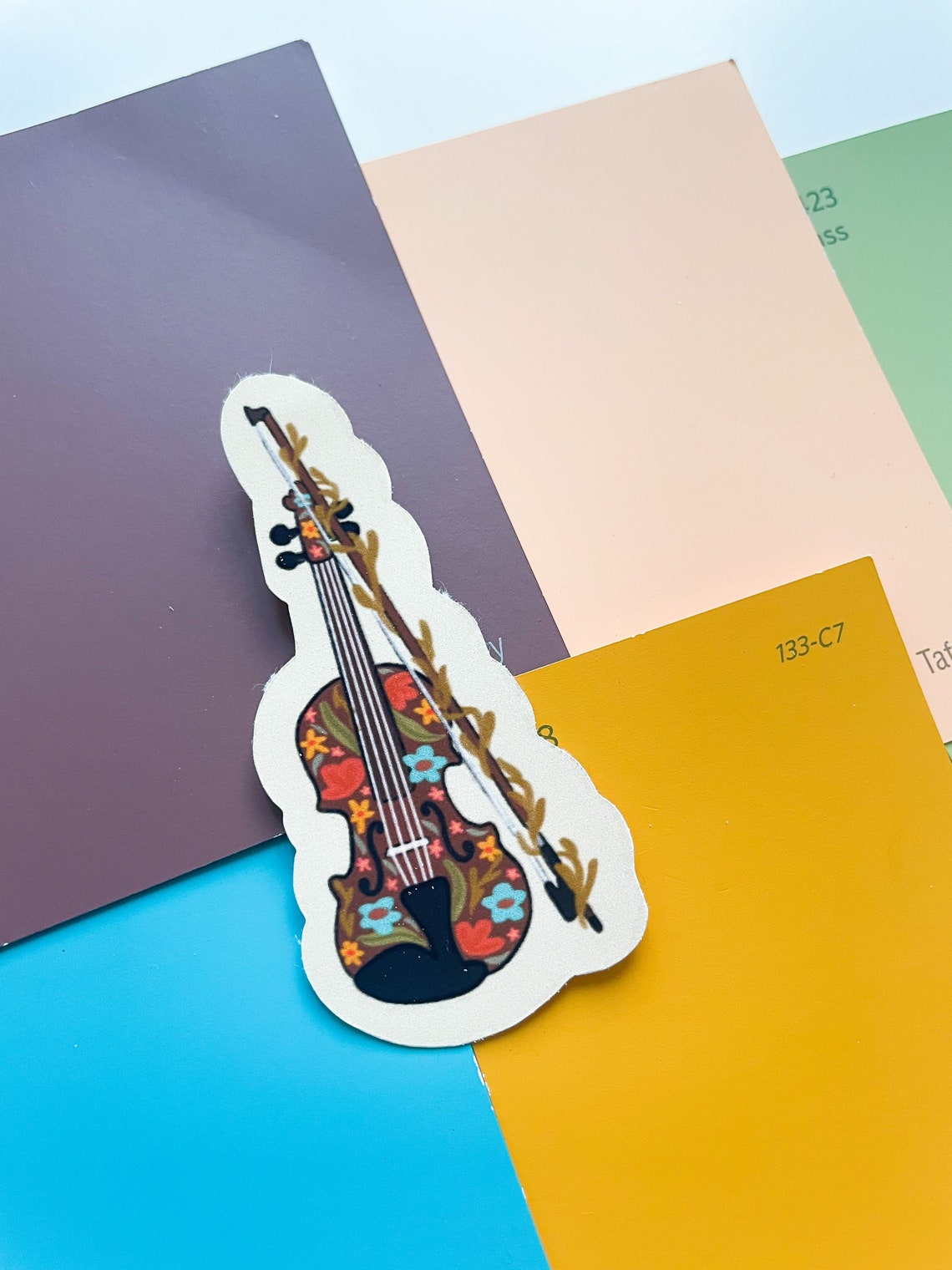 Floral Violin Sticker/aesthetic Stickers/floral Stickers/2 - Etsy