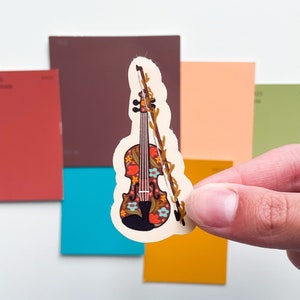 Floral Violin Sticker/aesthetic Stickers/floral Stickers/2 Inch ...