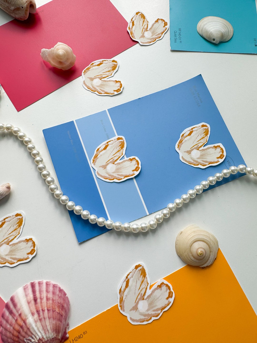 Oyster With Pearl Sticker/summer Stickers/ /summer Aesthetic/beach ...