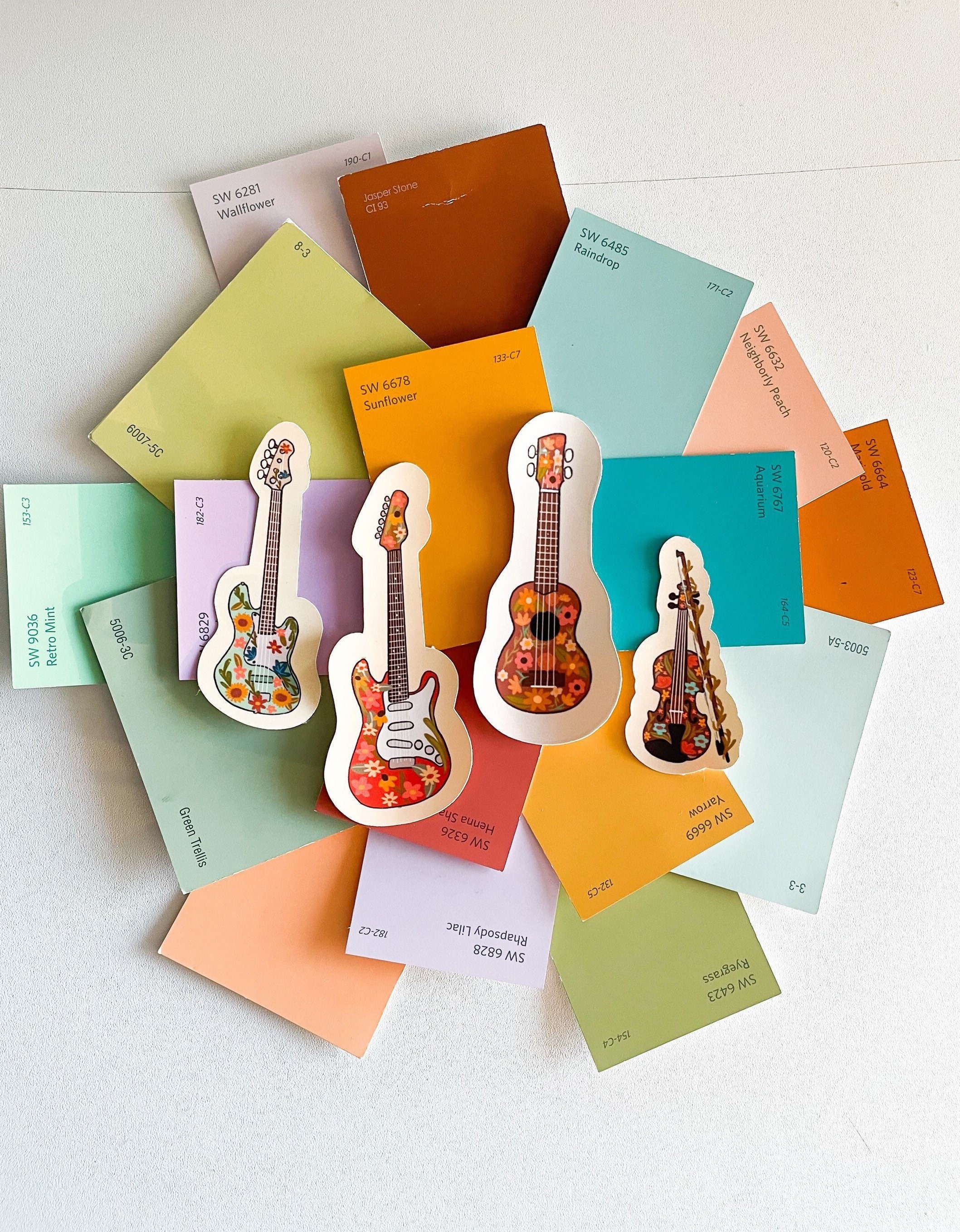 Floral Instruments Sticker Pack/aesthetic Stickers/floral - Etsy