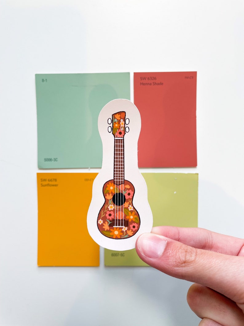 Floral Ukulele Sticker/ Weatherproof Sticker/ 2 Inch Sticker - Etsy