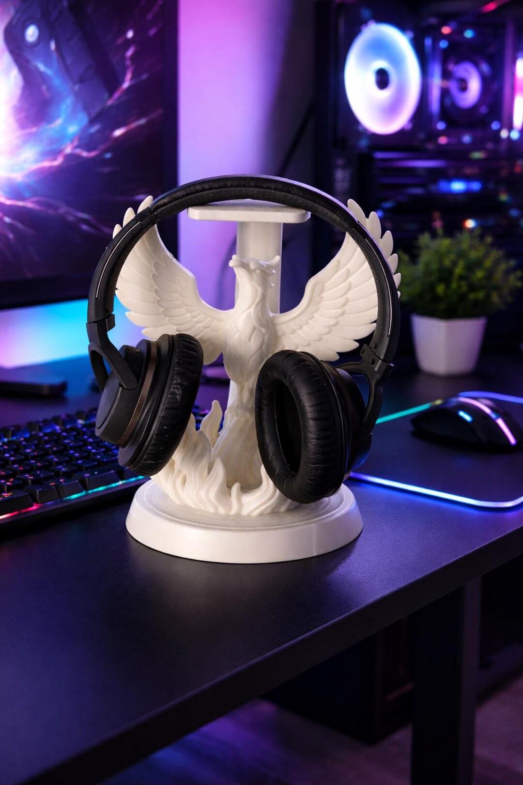 Phoenix Flame Eagle Headphone Stand | Decorative Bird Headset Holder - Etsy