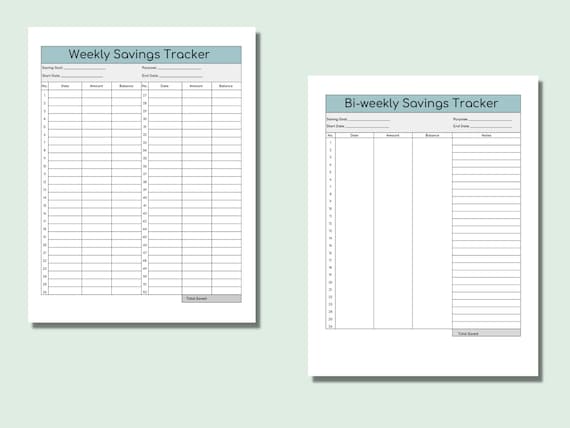 Weekly & Bi-weekly Savings Tracker Financial Planner Savings | Etsy