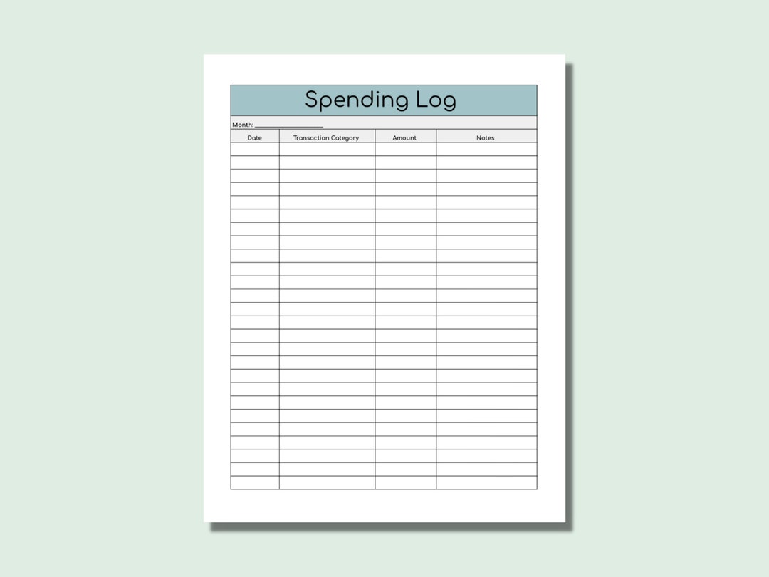 Spending Log, Tracker, Financial Planner, Letter, PDF, Printable - Etsy