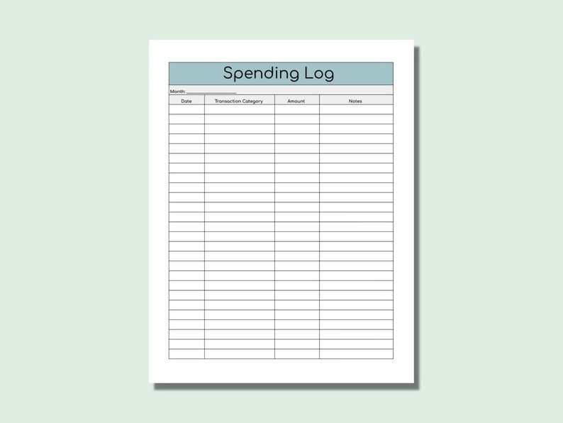 Spending Log, Tracker, Financial Planner, Letter, PDF, Printable - Etsy