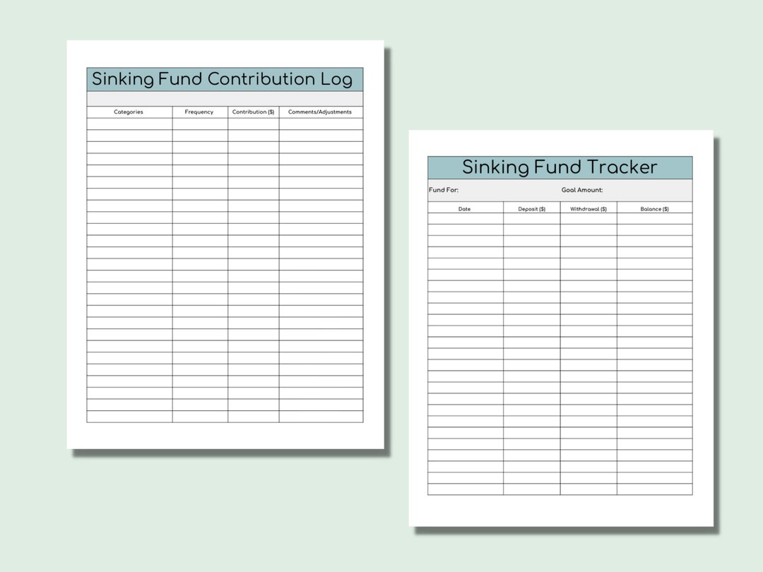 Sinking Fund Bundle - Contribution Log and Tracker - Personal Finance ...