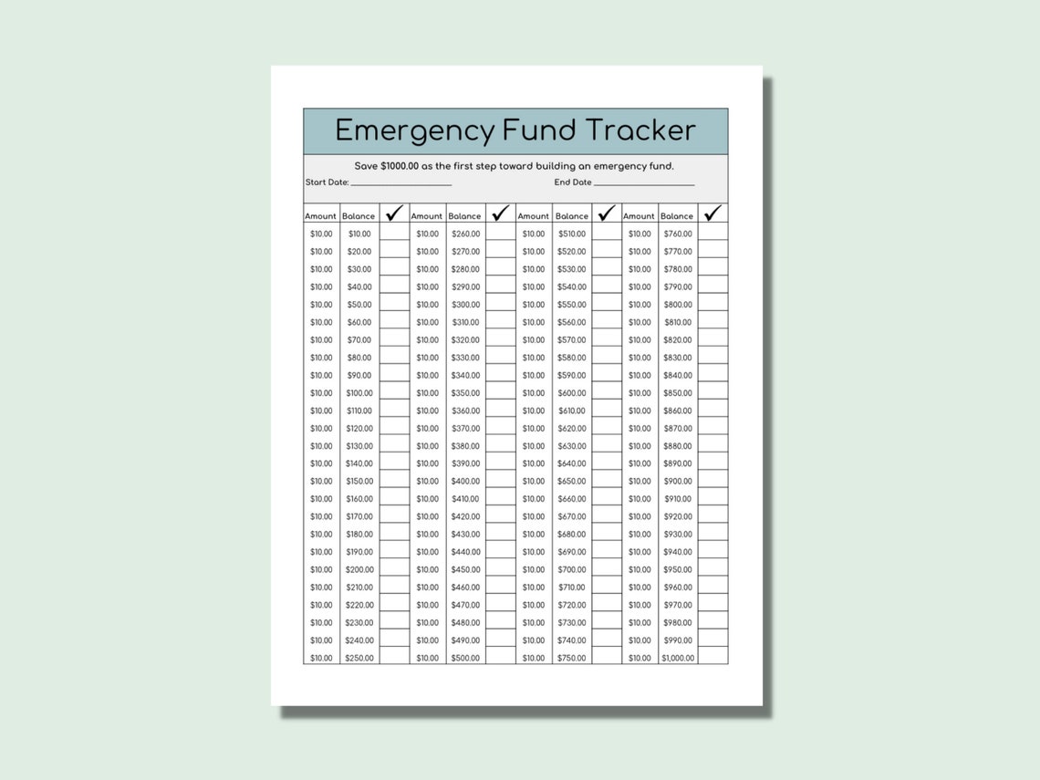 Emergency Fund Tracker, Savings, Finances, Financial Planner, Budget ...