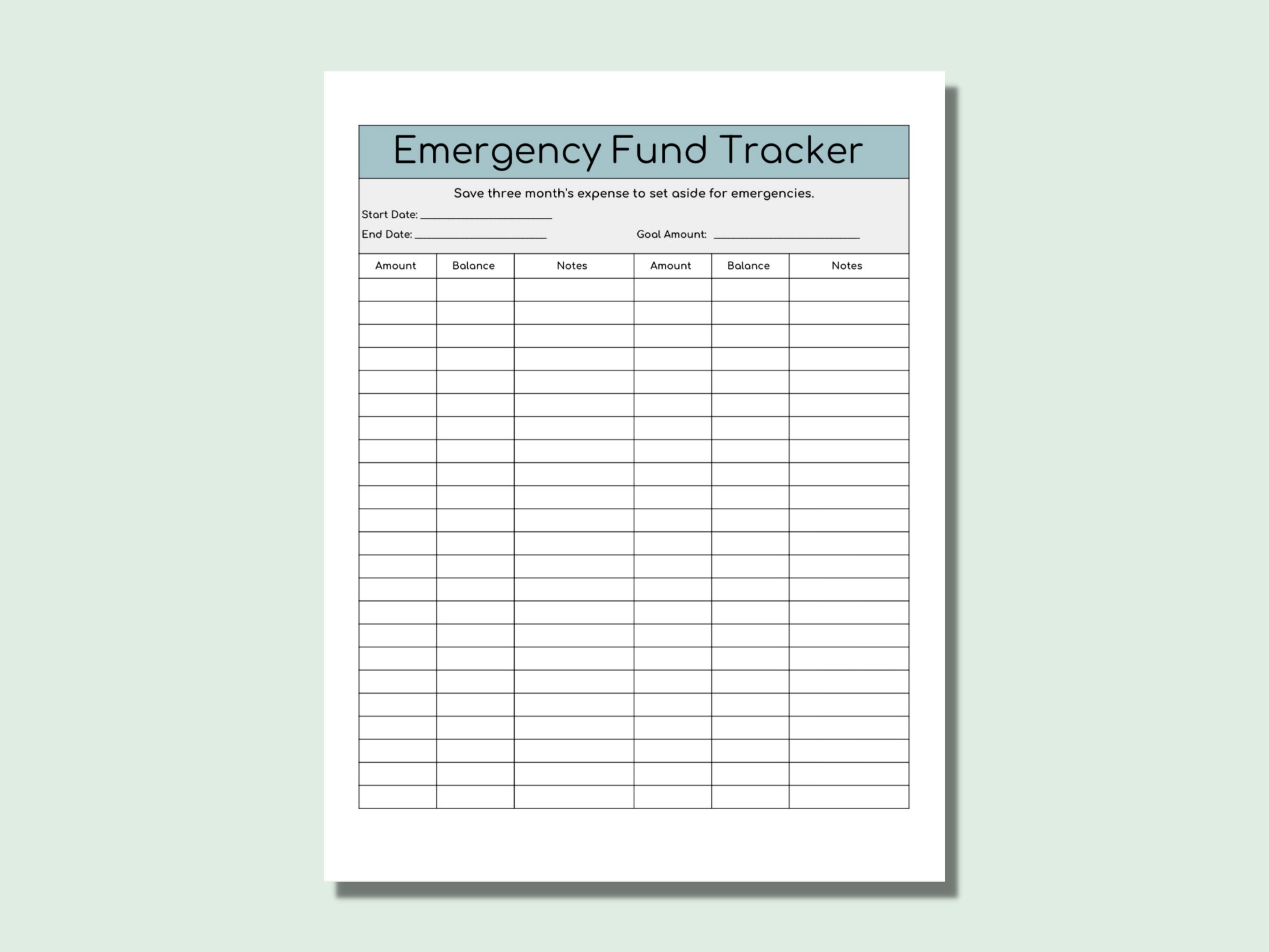 Emergency Fund Tracker, Savings, Finances, Financial Planner, Budget ...