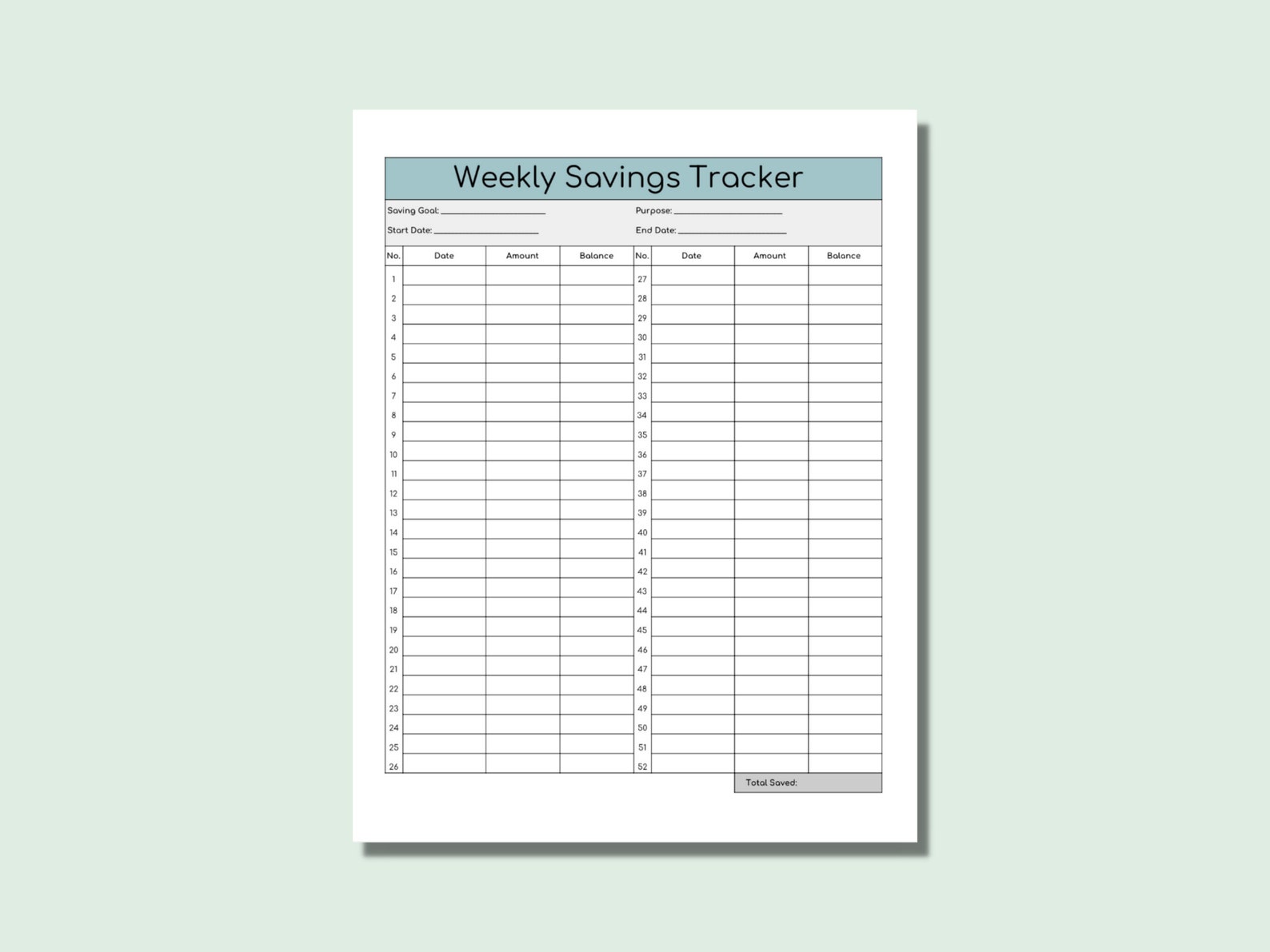 Weekly & Bi-weekly Savings Tracker, Financial Planner, Savings Planner ...