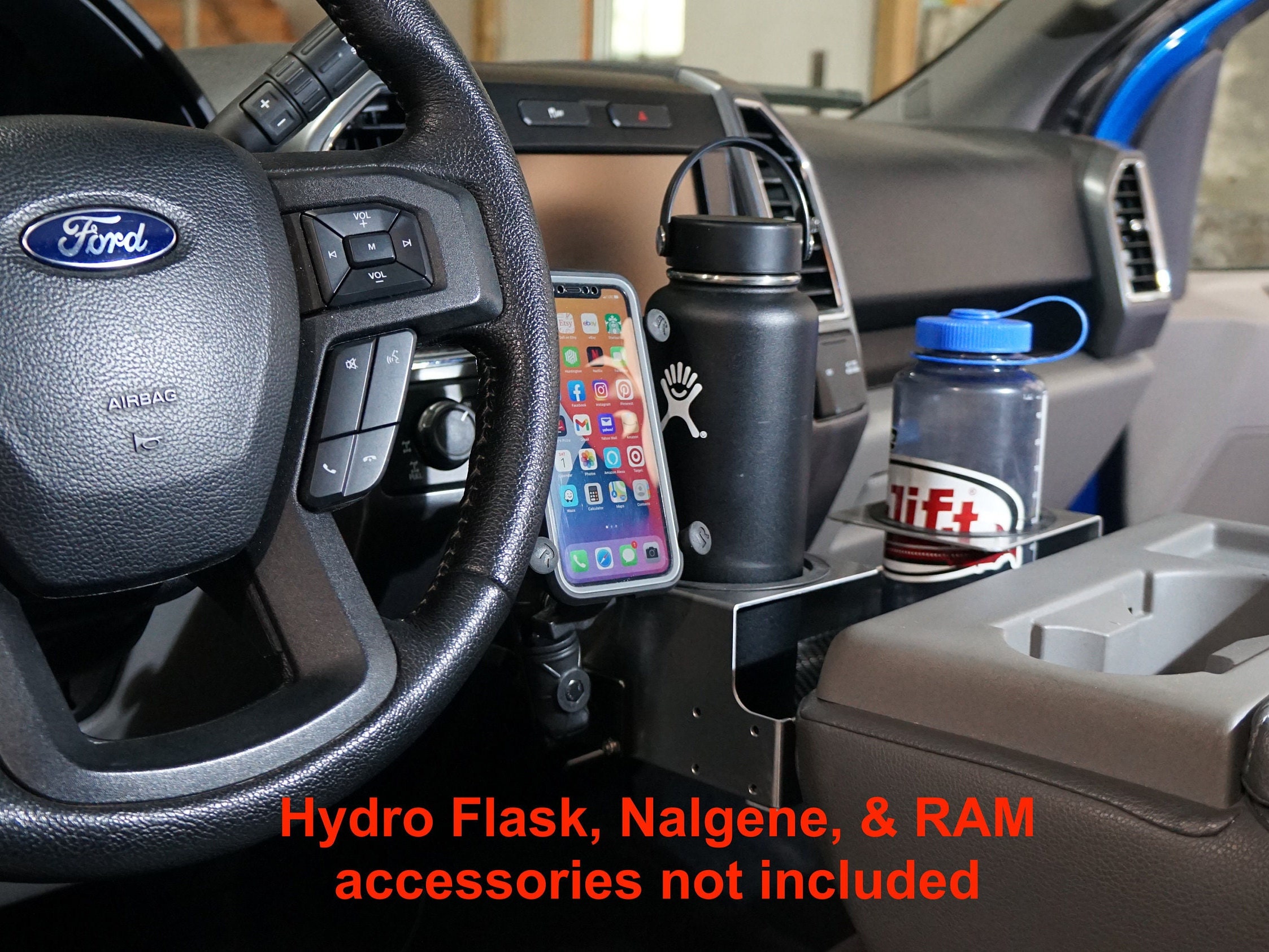 Ford F-series Aluminum Double Cup Holder Tray: Center Seat Console ...