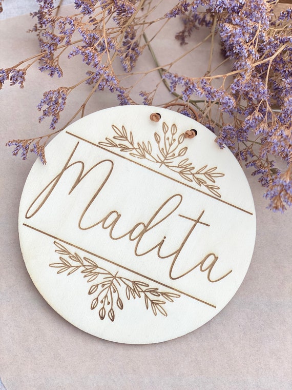 Baby gift Name tag for the children's room Birth sign | Etsy