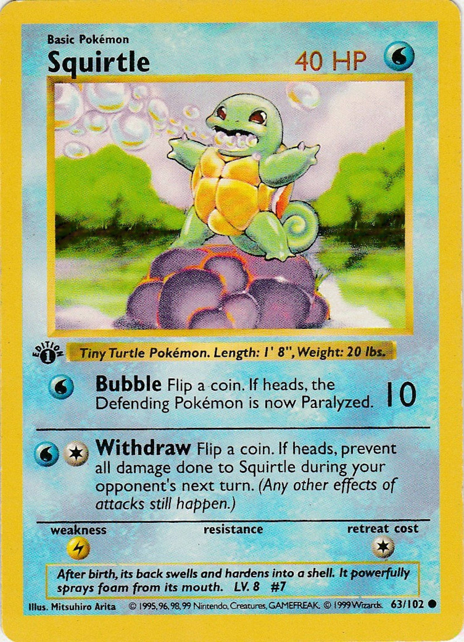 Shadowless 1st Edition Squirtle Pokemon Card | Etsy