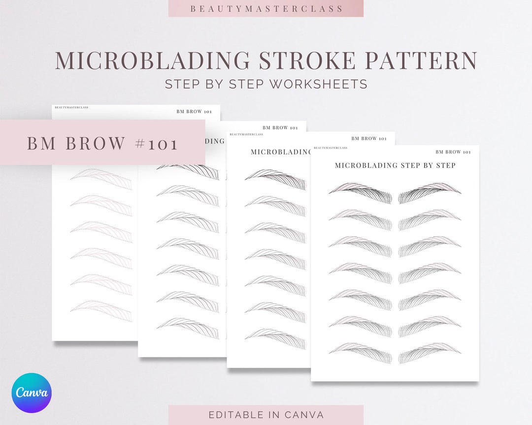 Bmbrow#101 Microblading Stroke Pattern Step by Step Practice Worksheets ...