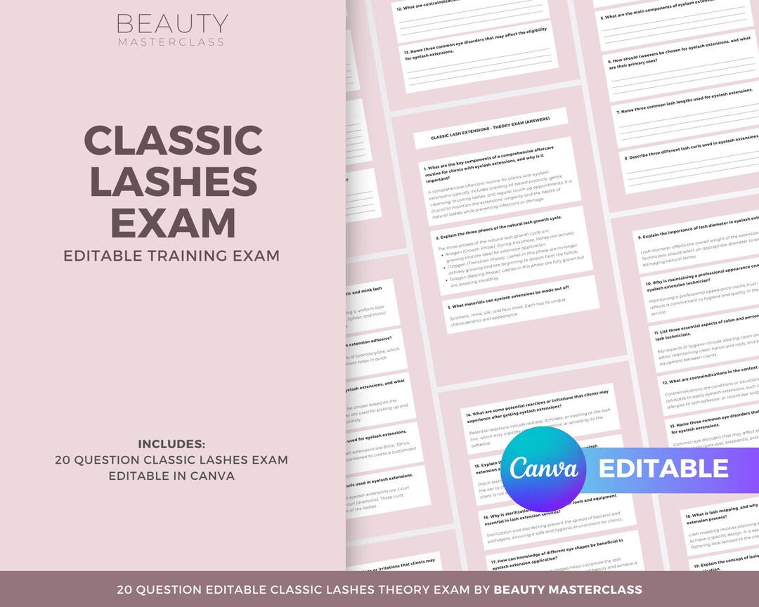 Classic Lash Extension Exam for Certification 20 Questions - Etsy