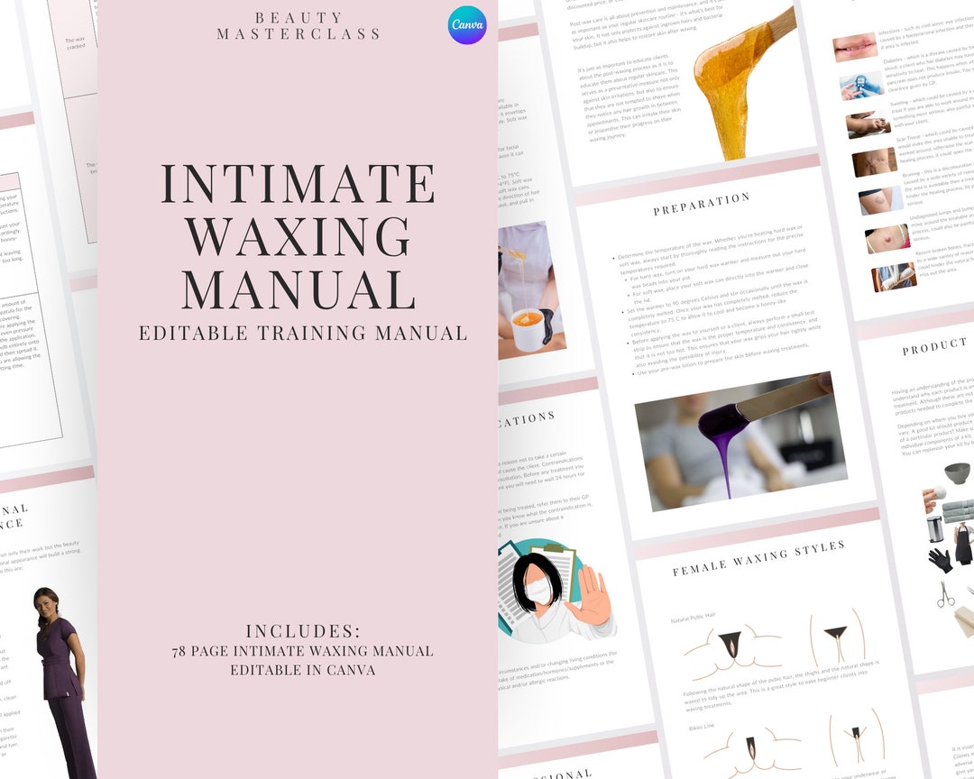 Intimate Waxing Editable Training Manual, Wax Guide, Wax Academy
