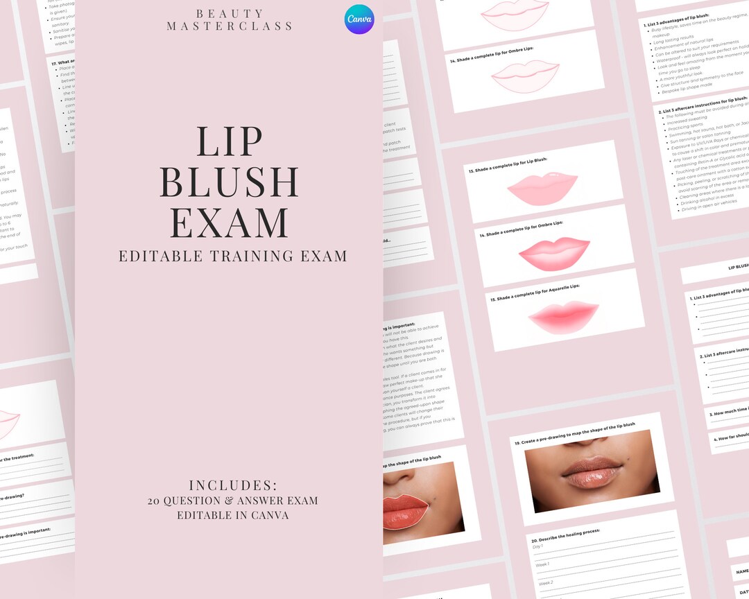 Lip Blush Theory Exam SPMU Lips Exam 20 Questions and Answers Beginners ...
