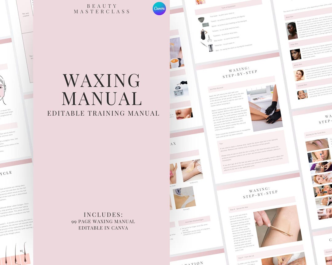 Waxing Training Manual - Hard & Soft Wax Editable Course For Waxing