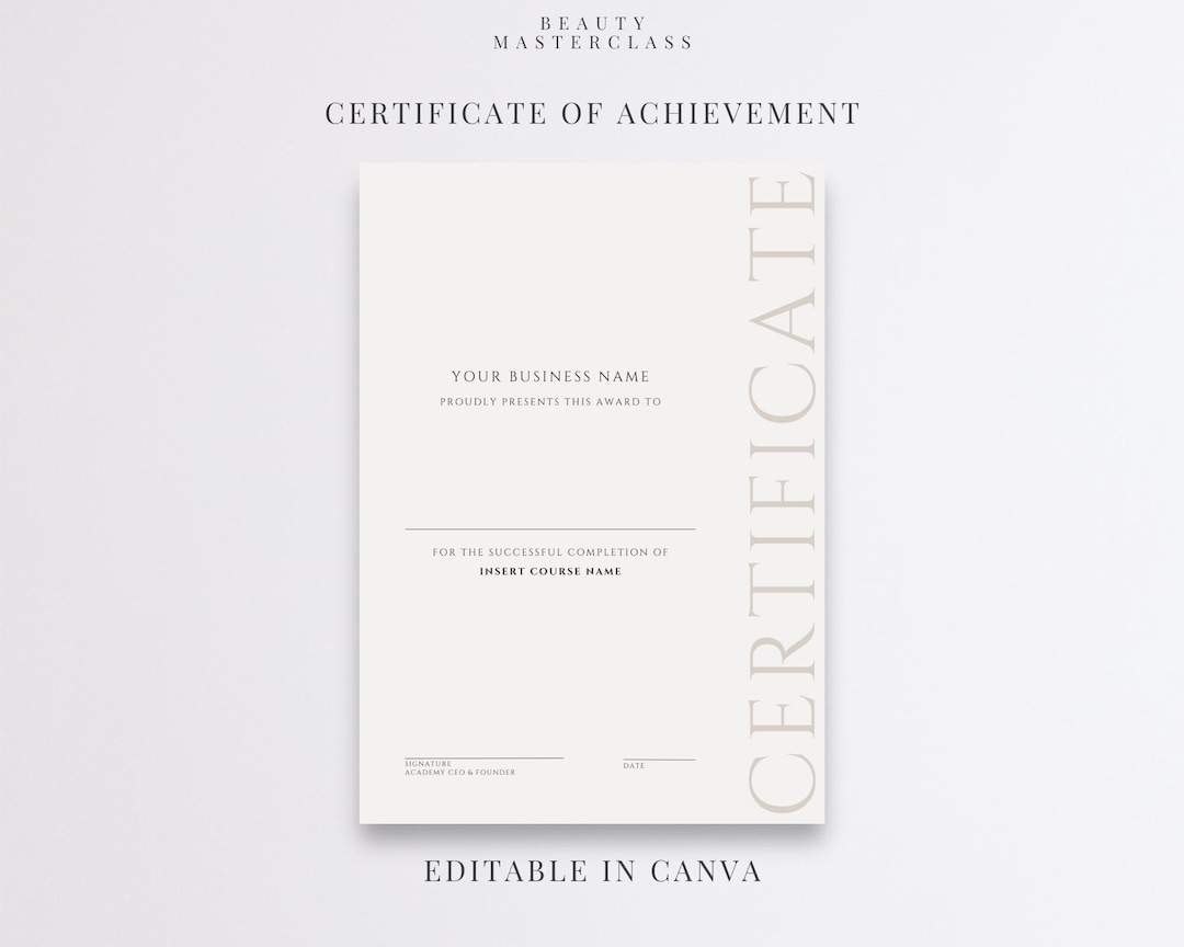 Editable Certificate of Achievement Template for Any Beauty Course ...